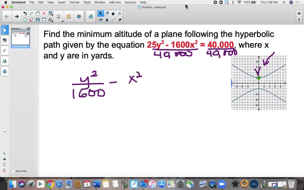 SOLVED:At an air show, a stunt plane dives along a hyperbolic path ...