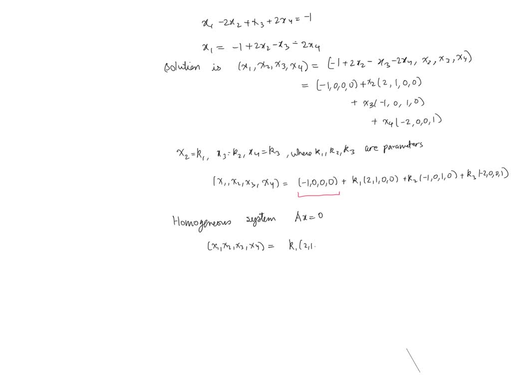 SOLVED Find The Vector Form Of The General Solution Of The Linear