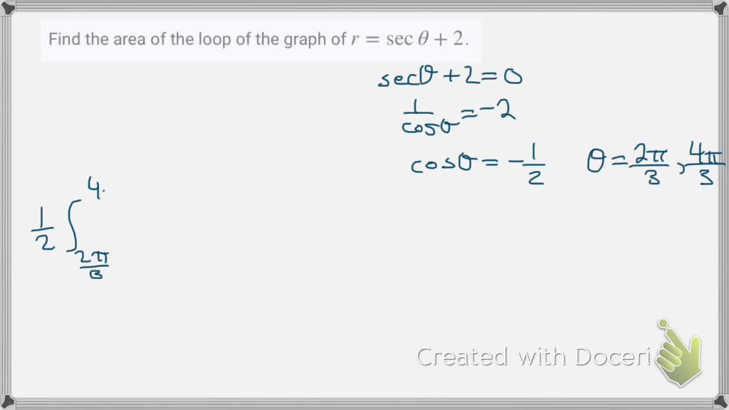 SOLVED:Find the area of the loop of the graph of r=secθ+2.