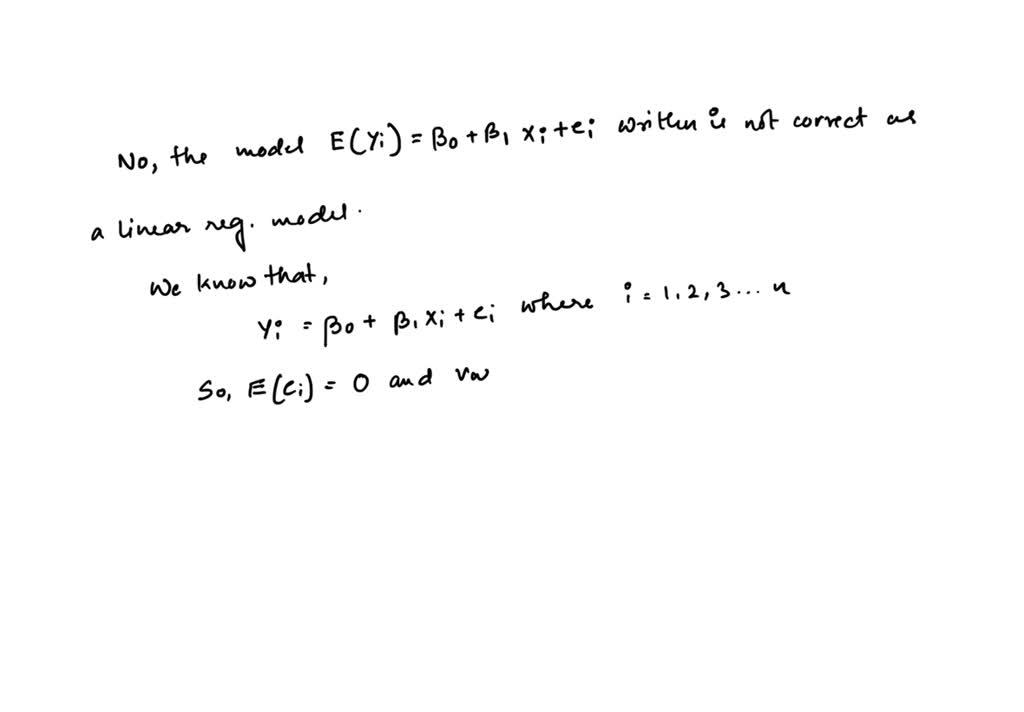 When asked to state the simple linear regression model, a student wrote ...