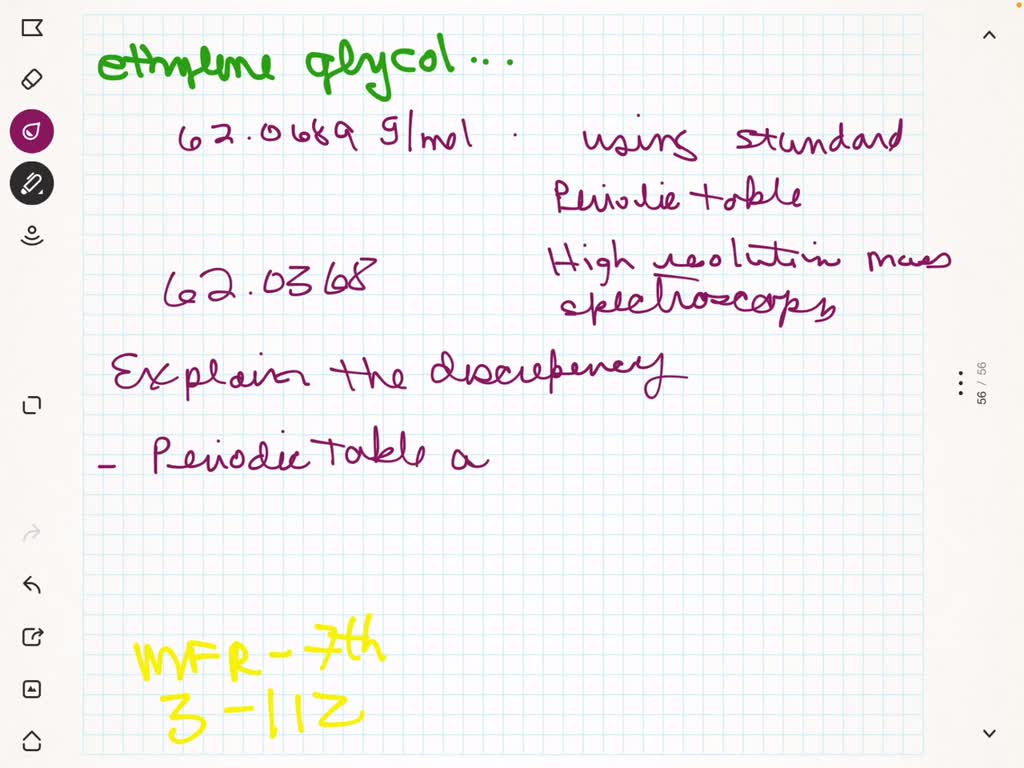 SOLVED:The molecular weight of ethylene glycol is 62.0689 when calculated using the atomic ...