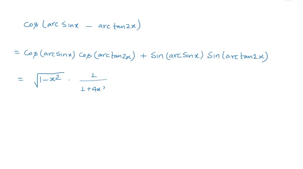 SOLVED:Write the trigonometric expression as an algebraic expression ...