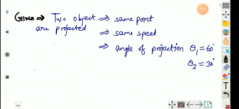 SOLVED:Two projectiles are fired from the same point with the same speed at angles of projection ...