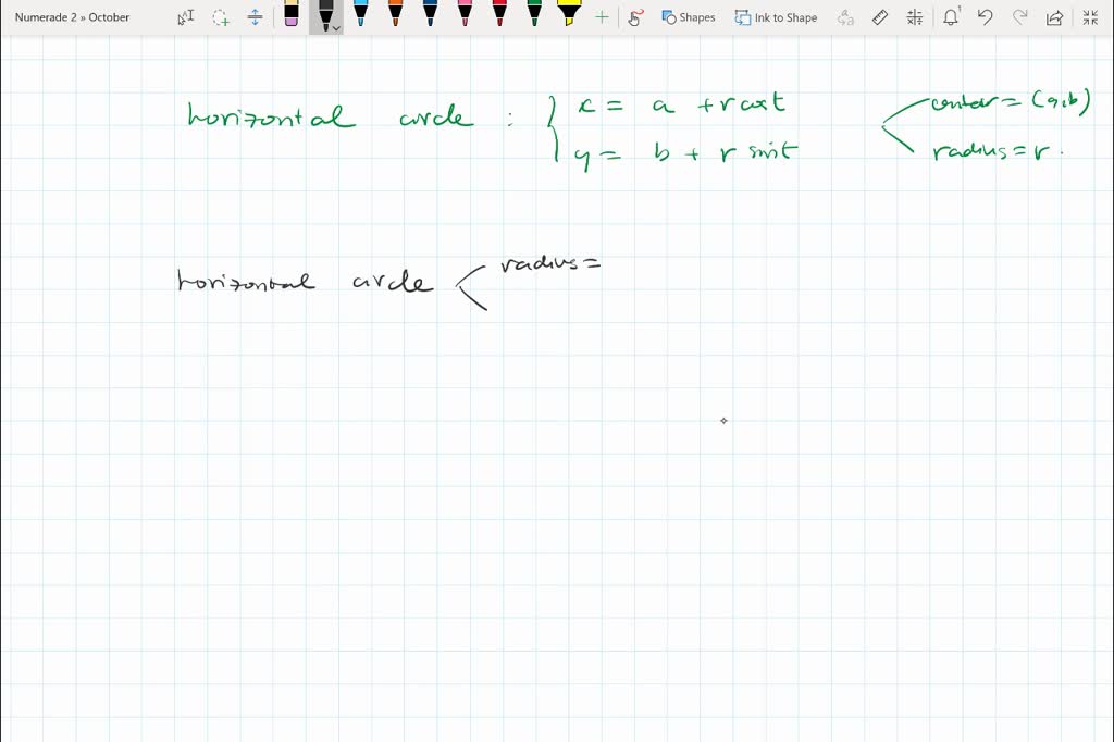 SOLVED:In Exercises 35-44, find a parametrization of the curve. The horizontal circle of radius ...