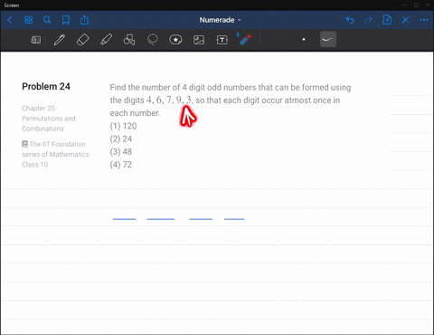 Find the number of 4 digit odd numbers that can be formed using the digits 4,6,7,9,3, so that ...