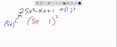 SOLVED:Find all integers k such that the trinomial is a perfect-square trinomial. 25 x^2-k x+1