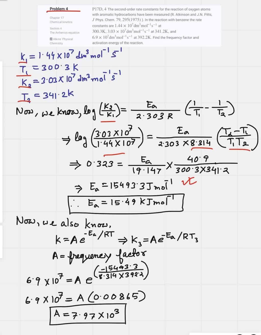 SOLVED:The second-order rate constants for the reaction of oxygen atoms ...