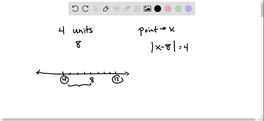 SOLVED:Describe all numbers x that are at a distance of 4 from the number 8. Express this using ...