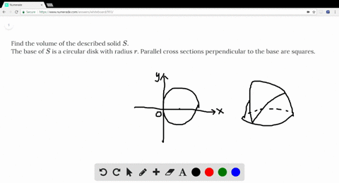 Find the volume of the described solid S . The base of S is a circular disk with radius r ...