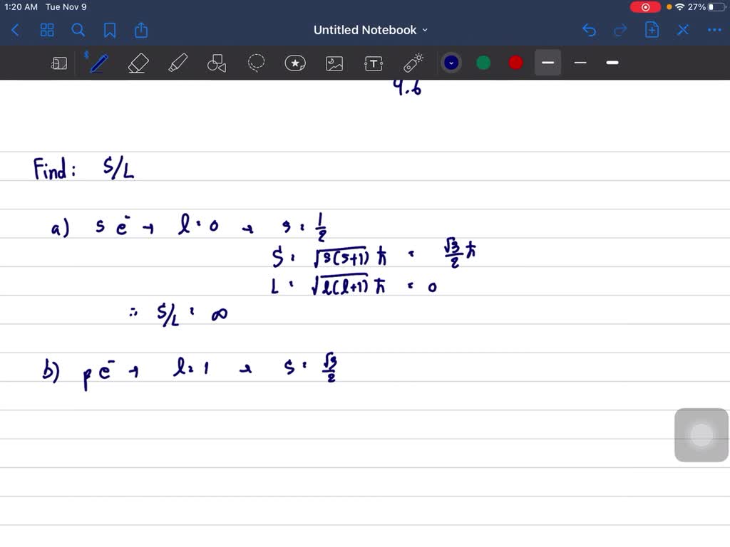Solved Compute The Ratio S L Of The Magnitudes Of The Spin Angular