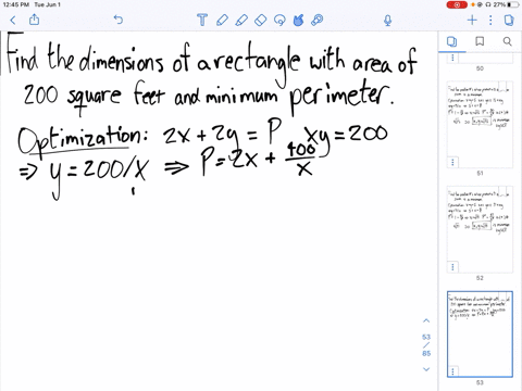 ⏩SOLVED:Find the dimensions of a rectangle with an area of 200… | Numerade