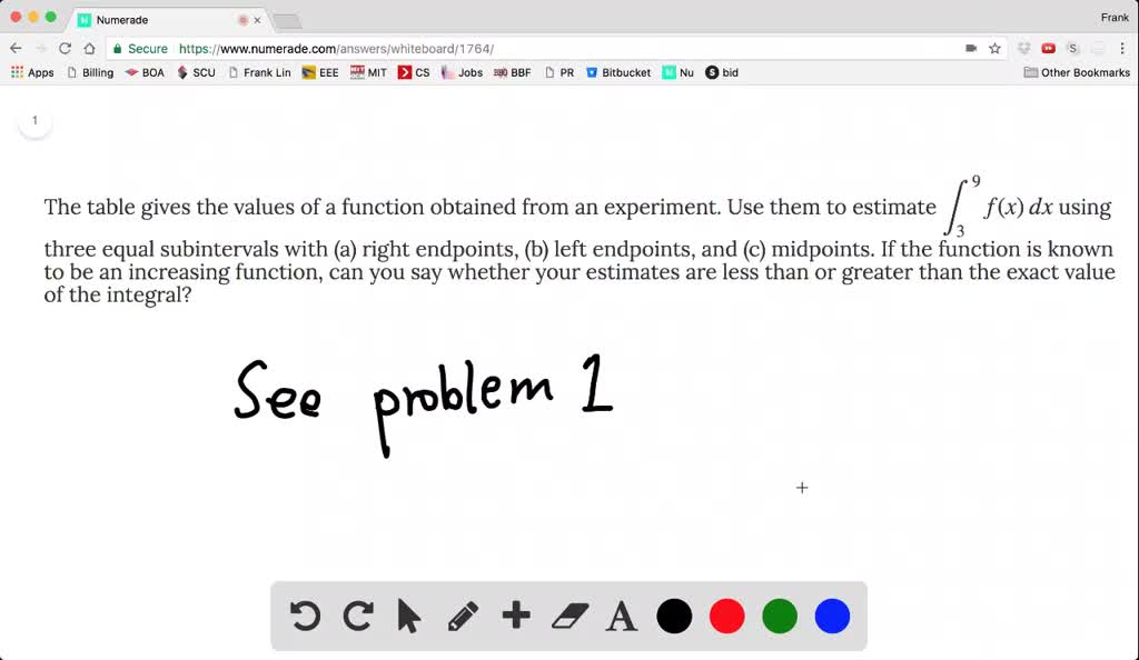 SOLVED:The table gives the values of a function obtained from an ...