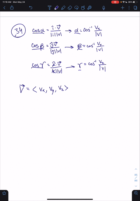 SOLVED:Find the direction cosines and direction angles of the vector ...