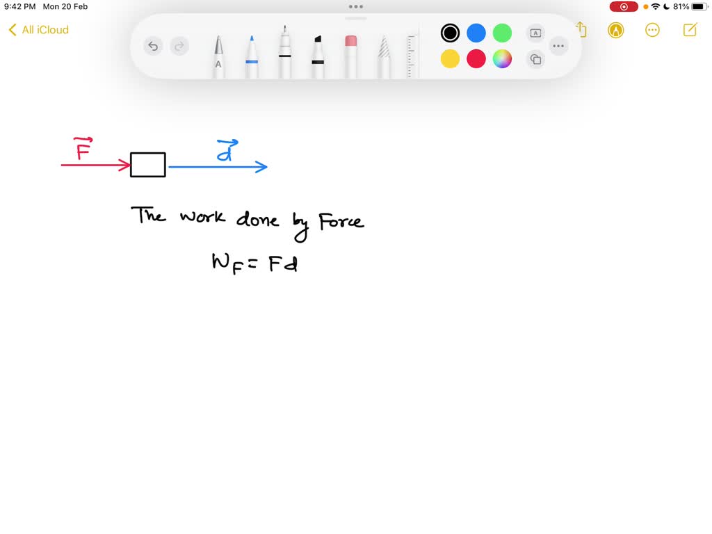 SOLVED:→State How is work calculated when force and displacement are in ...
