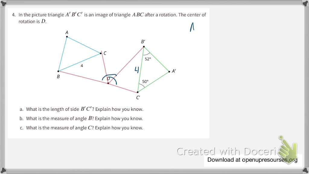 SOLVED:In the picture triangle A^' B^' C^' is an image of triangle A B ...