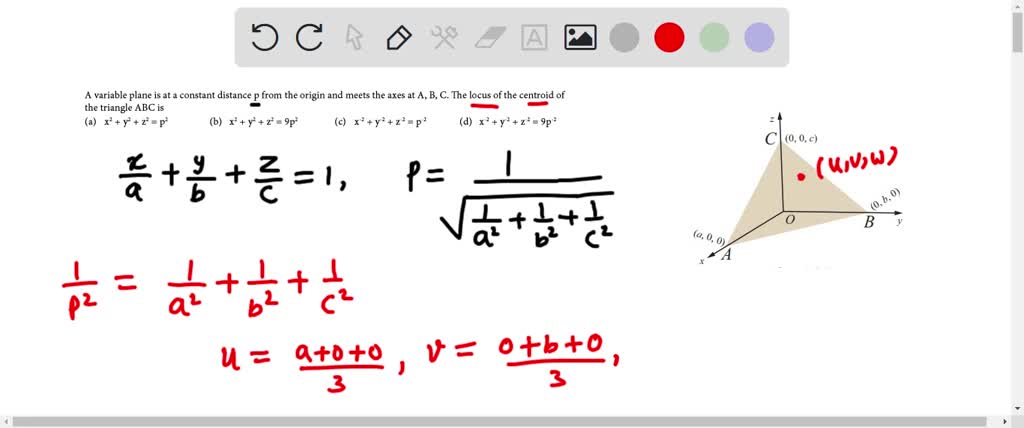 SOLVED:A variable plane is at a constant distance p from the origin and ...
