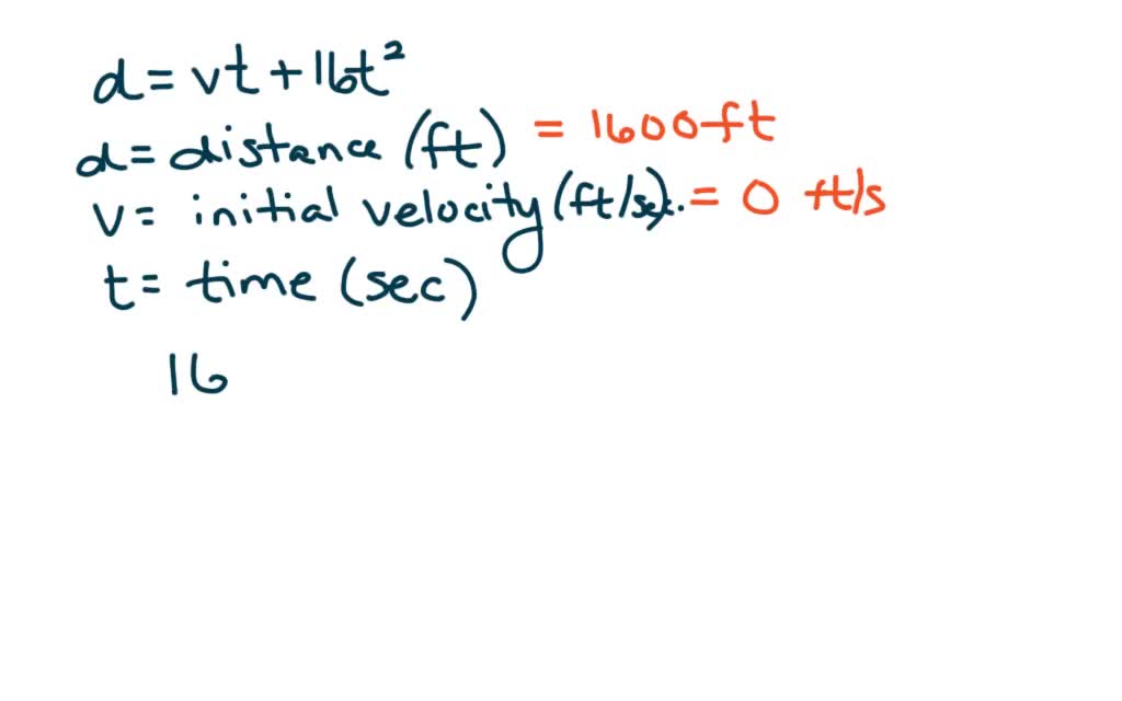 SOLVED:Physics For Exercises 86 and 87, use the formula d=v t+16 t^{2 ...