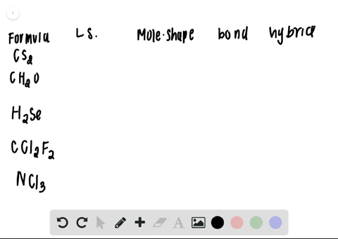 SOLVED:List in a table, the Lewis structure, molecular shape, bond ...