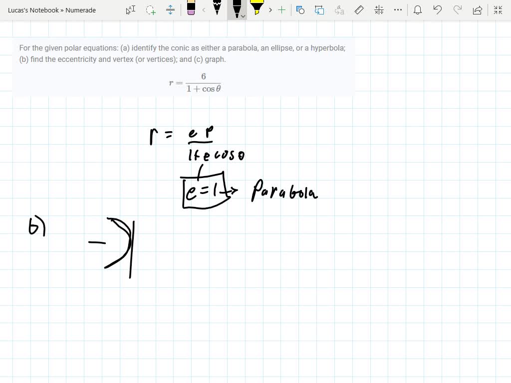 SOLVED:Parabola Problem 2: Consider the polar equation r=(6)/(1+cosθ) a ...