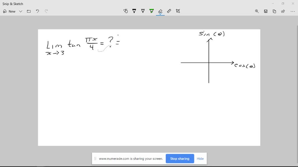 SOLVED:In Exercises 27-36, find the limit of the trigonometric function. limx →3 tan((πx)/(4))