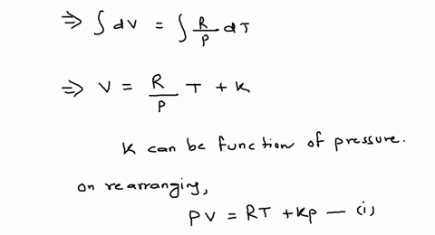 A mole of gas has isobaric expansion coefficient d V / d T=R / p and ...