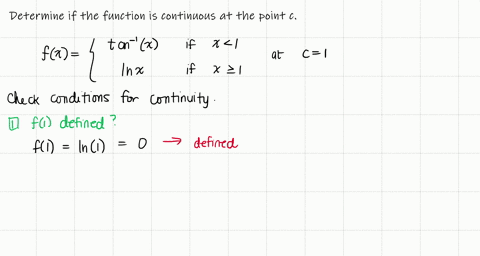 SOLVED:Determine whether f is continuous at the number c. f(x)={ tan ...