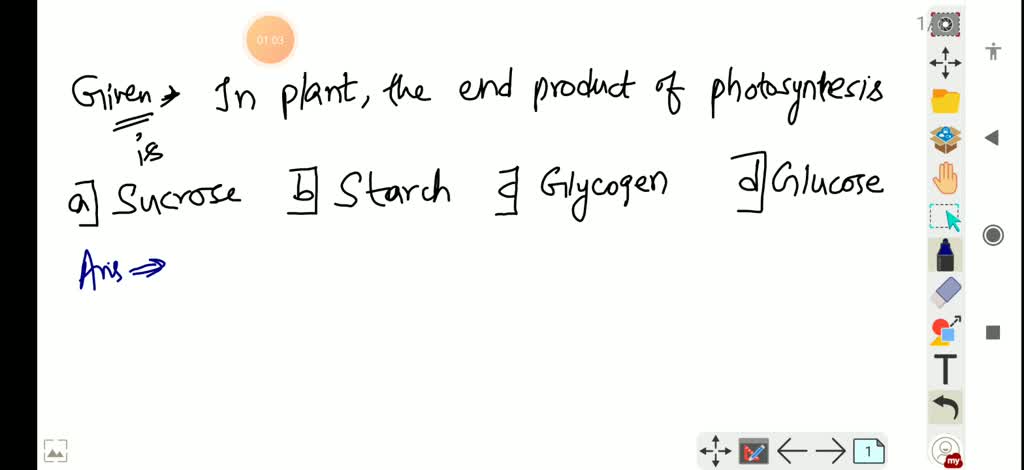 SOLVED:In plant the end product of photosynthesis is (a) Sucrose (b ...