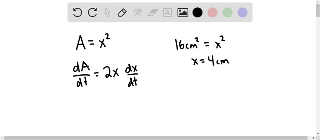 Each side of a square is increasing at a rate of 6 cm / s . At what ...