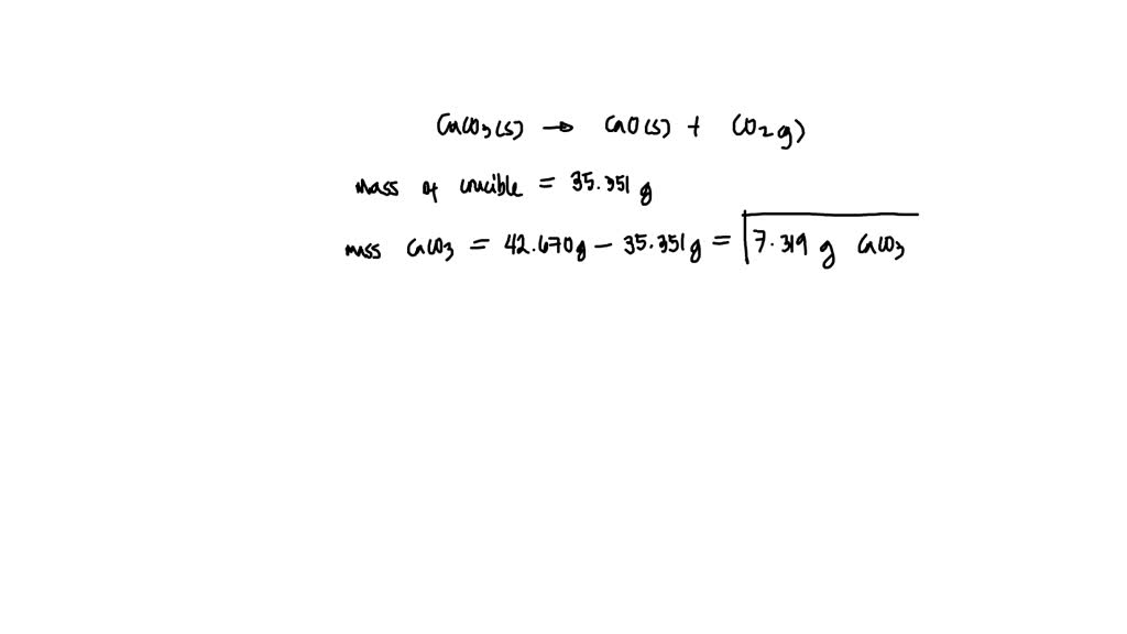 SOLVED:A crucible and sample of CaCO3 weighing 42.670 grams were heated ...
