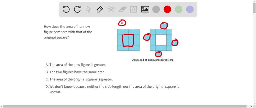 Priya decomposed a square into 16 smaller, equal-size squares and then cut out 4 of the small ...