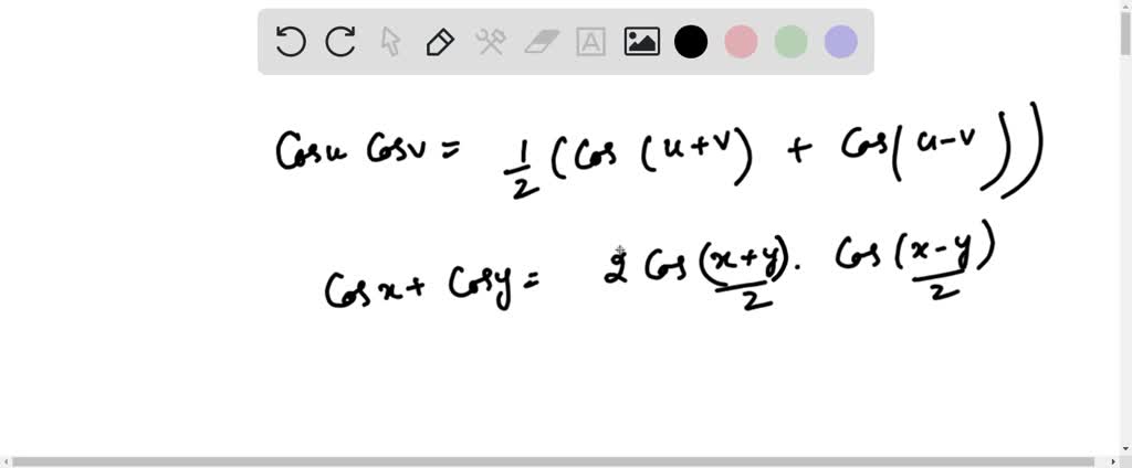 SOLVED:Explain how you can transform the product-sum identity cosu cosv ...
