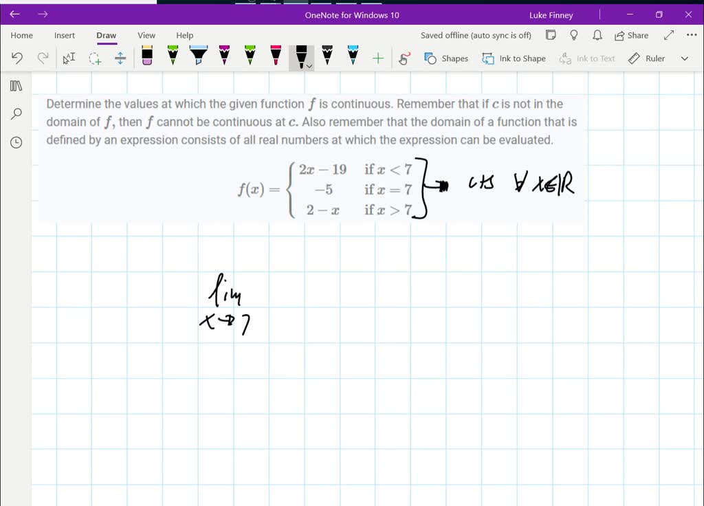 SOLVED:Determine the values at which the given function f is continuous. Remember that if c is ...
