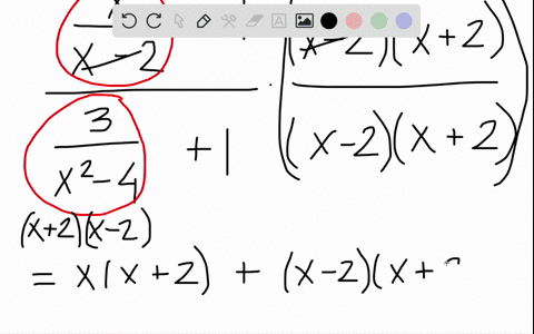 SOLVED:Simplify each complex rational expression. ((x)/(x-2)+1)/((3)/(x ...