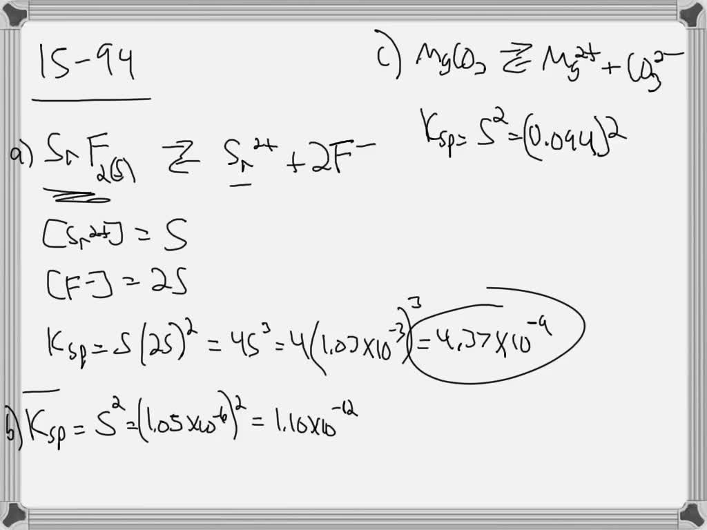 SOLVED Given The Following Solubility Data Calculate The Solubility