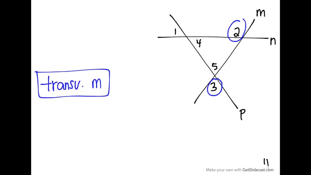 SOLVED:Identify the transversal and classify each angle pair. ∠2 and ∠3 ... SOLVED:Identify the transversal and classify each angle pair. ∠2 and ∠3 ...