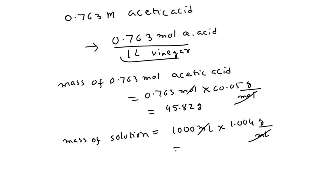 SOLVED:A 1 m solution of acetic acid, HC2 H3 O2, in water freezes at a ...