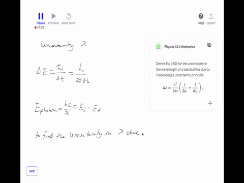 SOLVED:Derive Eq. ( 60) for the uncertainty in the wavelength of a ...