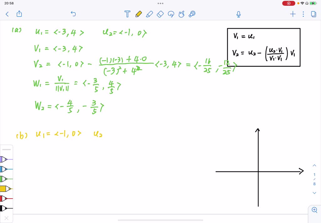 SOLVED:Use the Gram-Schmidt orthogonalization process (3) to transform the given basis B={𝐮1, 𝐮2 ...