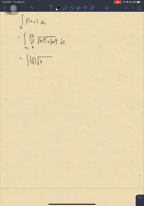 Solved Find The Line Integral Of F X Y √ Y X Along The Curve 𝐫 T T 3 𝐢 T 4 𝐣 1 2 ≤t ≤1