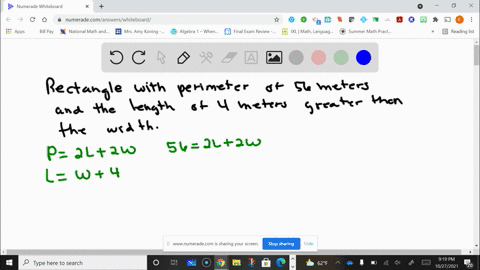 SOLVED:Find the dimensions of the rectangle meeting the specified conditions. The perimeter is ...