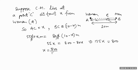 SOLVED:(II) A 55-kg woman and an 80-kg man stand 10.0 m apart on ...
