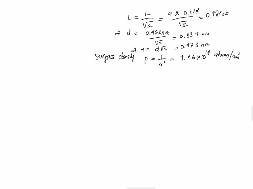 Determine the surface density of atoms for silicon on the (a)(100 ...