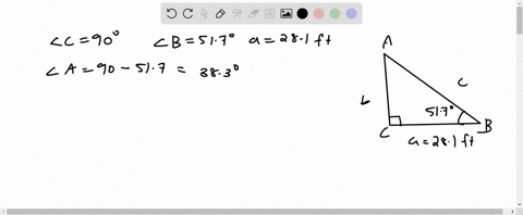 ⏩SOLVED:Solve each right triangle. In each case, C=90^∘ . If angle… | Numerade