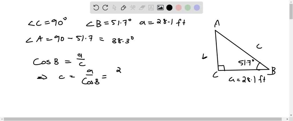 SOLVED:Refer to right triangle A B C with C=90^∘ . Begin each problem ...