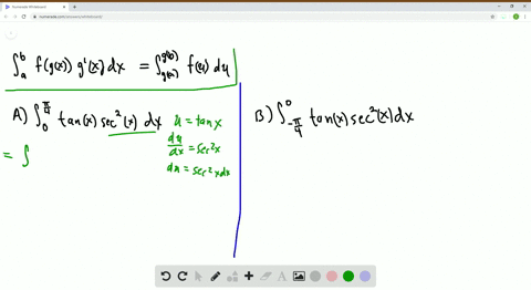SOLVED:Use the Substitution Formula in Theorem 7 to evaluate the integrals. a. ∫0^π/ 4 tanx sec ...