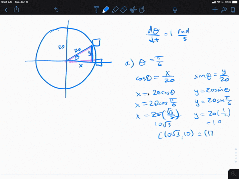 SOLVED:A Ferris wheel of radius 20 feet is rotating counterclockwise with an angular velocity of ...