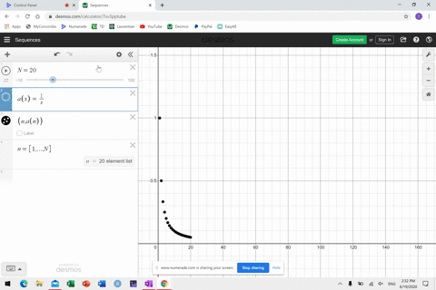 SOLVED:Use a graphing calculator to graph the first 20 terms of each sequence. an=1 / n