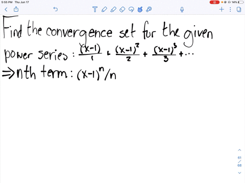 ⏩SOLVED:Find the convergence set for the given power series. Hint ...