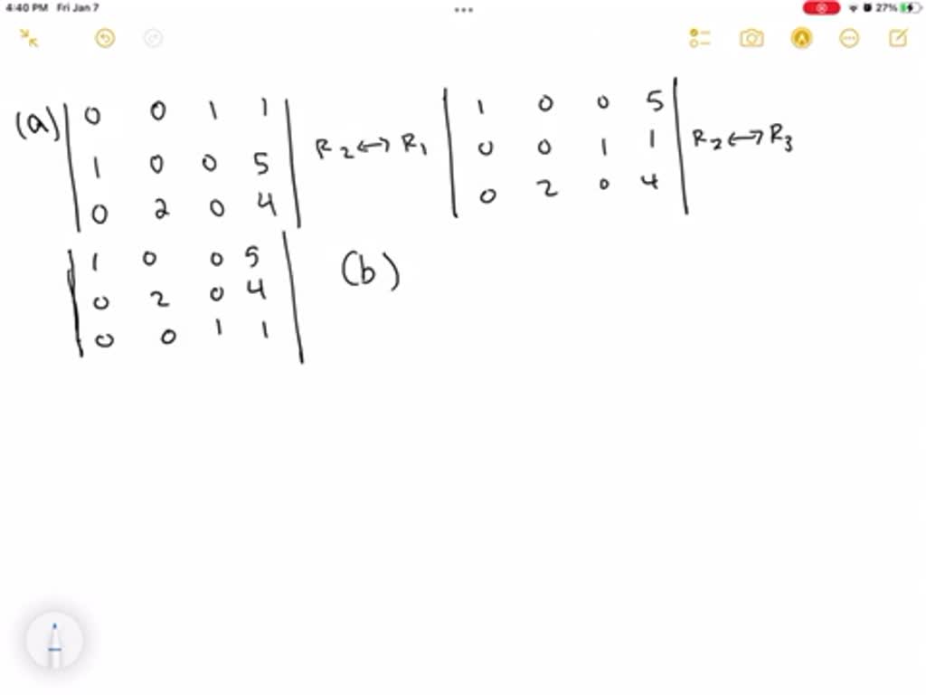(a) Construct a 3 by 3 system that needs two row exchanges to reach a ...