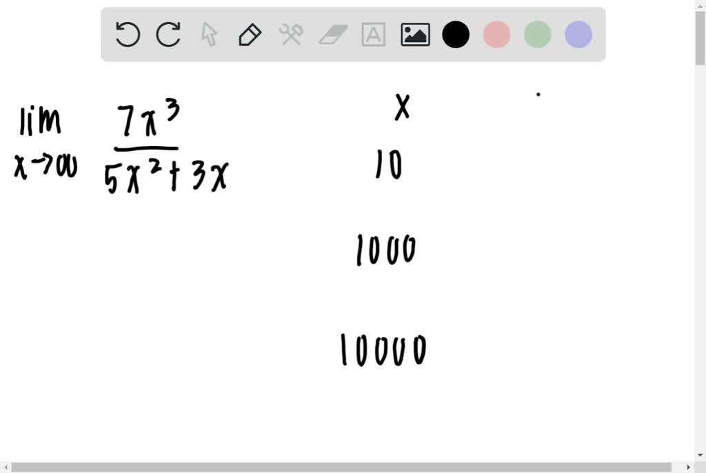 SOLVED:Use a table of values to evaluate the following limits as x increases without bound. limx ...